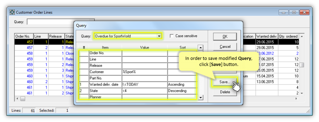 ProdMaster | How to MODIFY existing Query